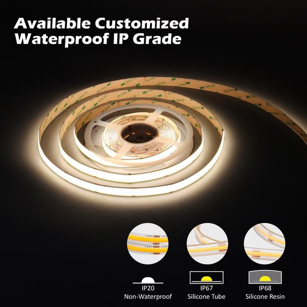 Available customized waterproof IP grade LED flexible COB strip FCOB96 ...