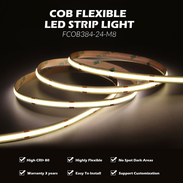 384 LEDs Chip on boardFlexible COB Strip FCOB384-24-M8! – Surmountor ...
