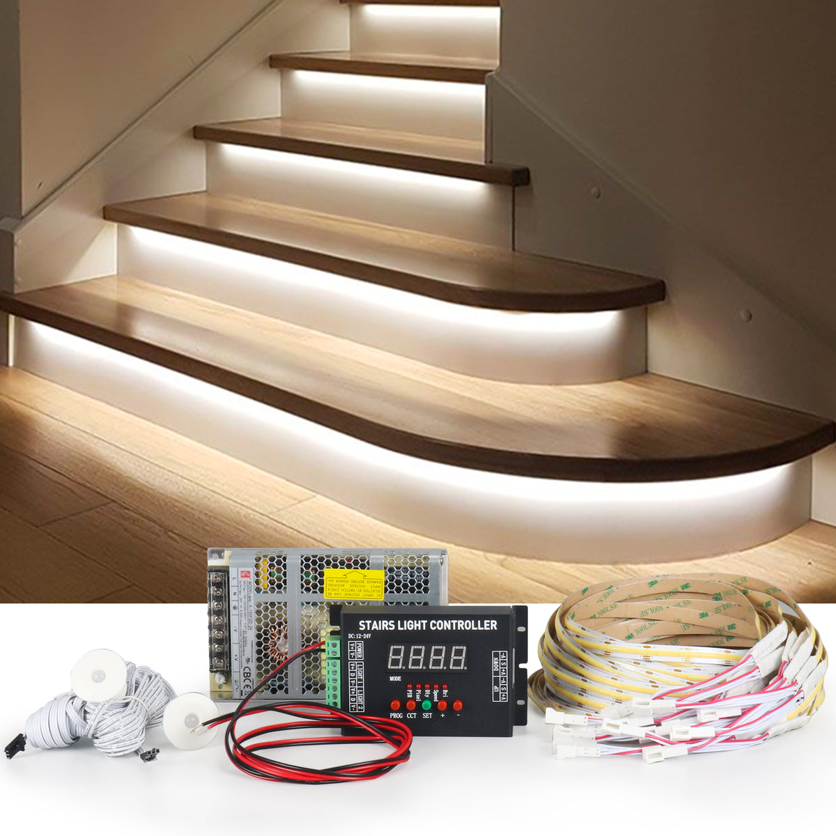 SL002 LED Stair Light Kits for Indoor Smart LED Running Water Lights S ...