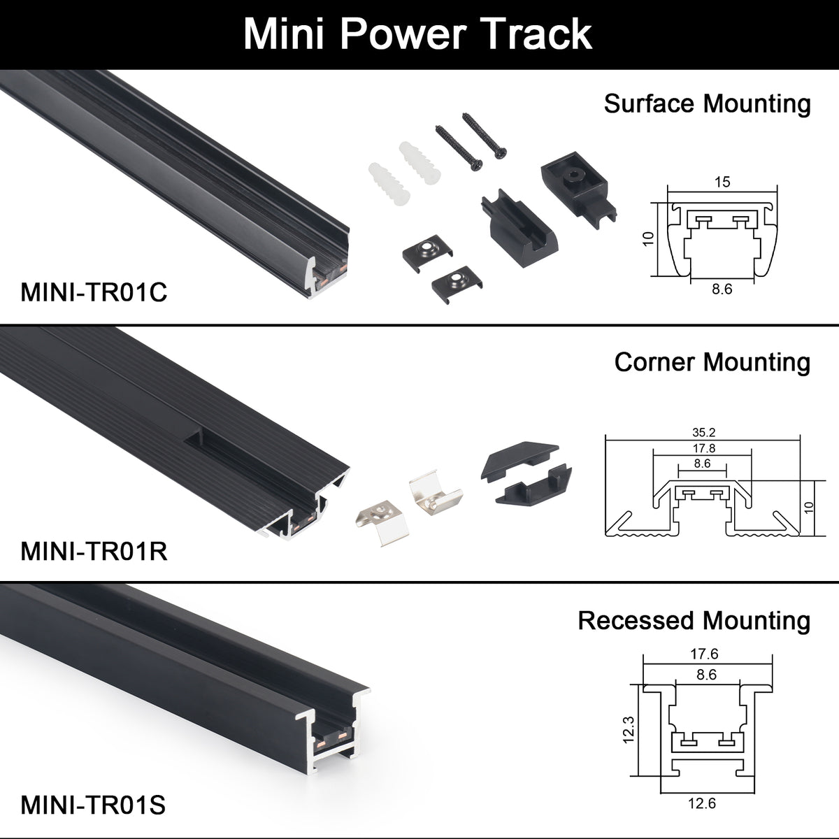SUR-MINI-TR Series 10mm 24V low voltage Mini Track system – Surmountor ...