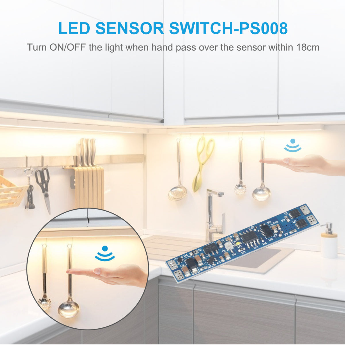 PS008 LED Proximity Sensor Switch with Dimmer and Turn ON/OFF Function ...